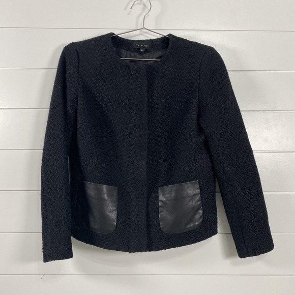 Talbots | Jackets & Coats | Talbots Jacket Womens 8 Black Textured Wool ...